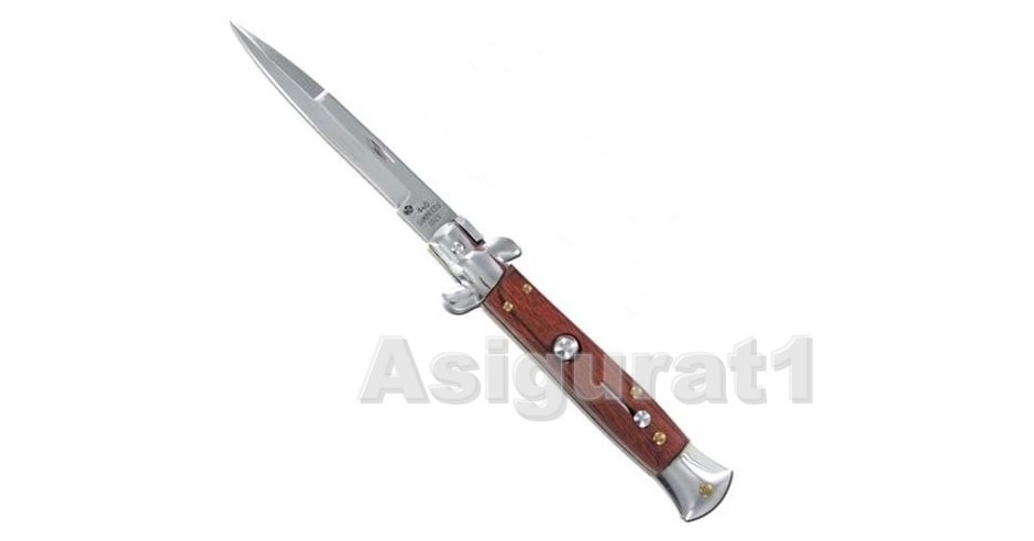 CUTIT. Briceag STILETTO Italian. Plase lemn. Stilet. Stainless steel ...