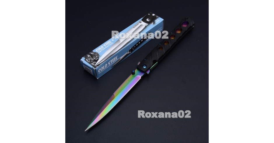 BRICEAG. Cutit TACTIC Ti-Lite COLD STEEL. Lama tip Stilet. Rainbow ...