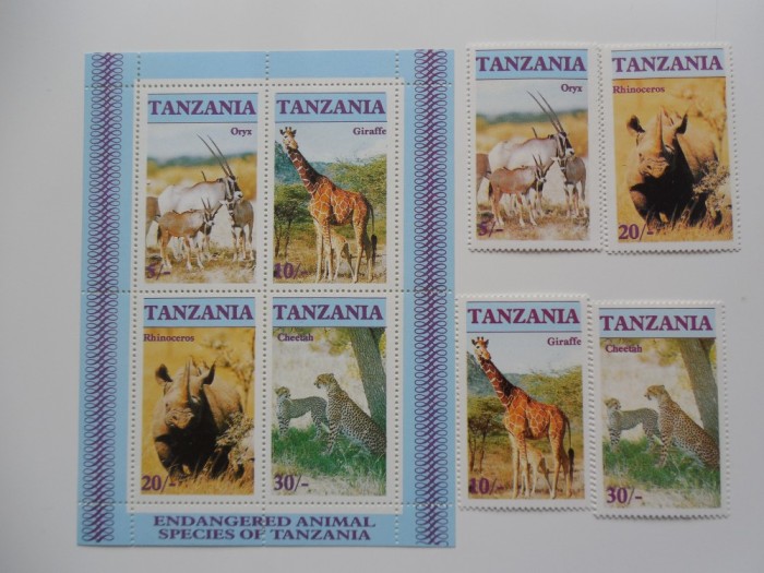 Bloc serie timbre fauna animale nestampilate Tanzania timbre filatelice ...