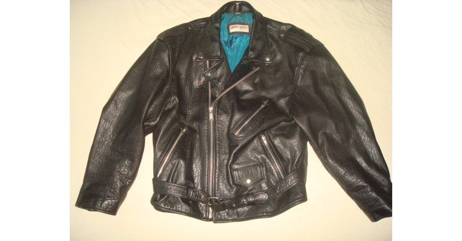 Geaca tip motor/rock/rocker, piele naturala, barbateasca/vintage/clasic ...