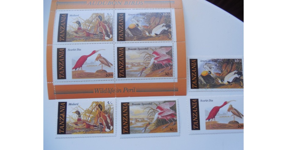 Bloc serie timbre pasari apa animale fauna Tanzania nestampilate ...