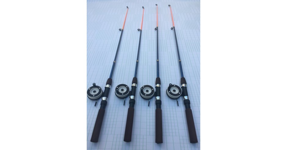 Set 4 lansete cu 4 mulinete pentru pescuit la copca # | arhiva Okazii.ro