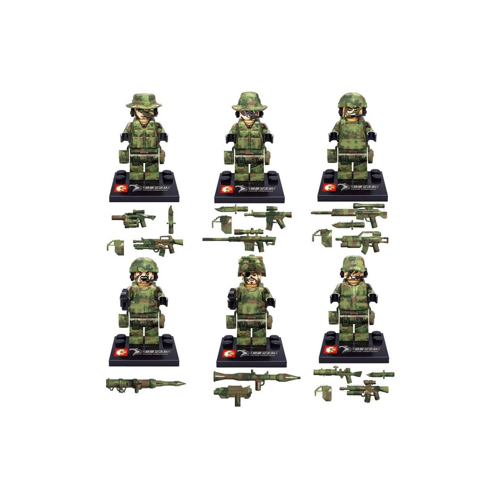 Set 6 minifigurine tip LEGO Armata, soldati comando, include arme tip ...
