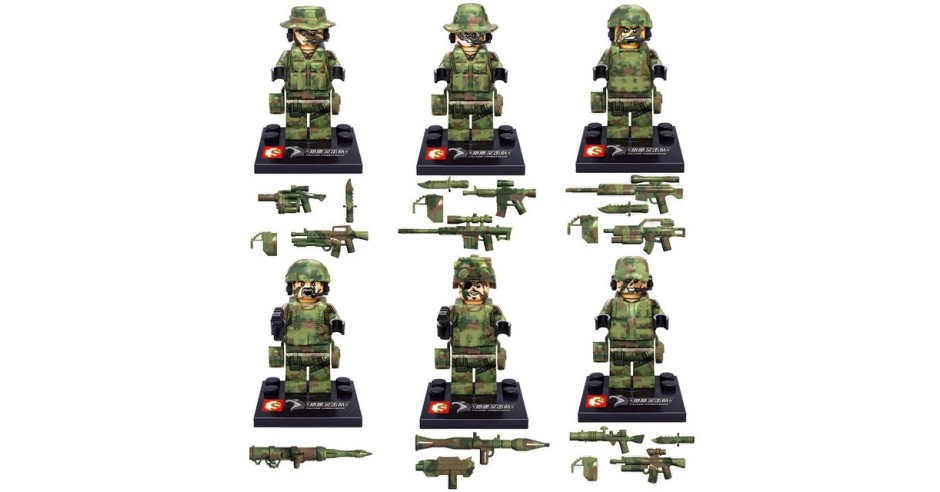Set 6 minifigurine tip LEGO Armata, soldati comando, include arme tip ...