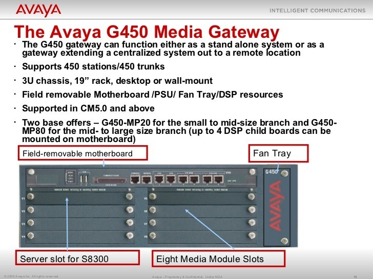 Chasis Avaya G450 MP80 Media Gateway T1/E1 ISDN-BRI, WAN interfaces ...
