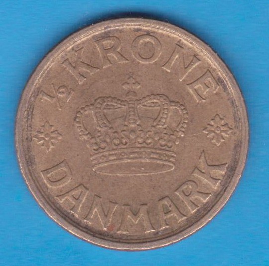 (M1722) MONEDA DANEMARCA - 1/2 KRONE 1924, HCN-GJ | arhiva Okazii.ro