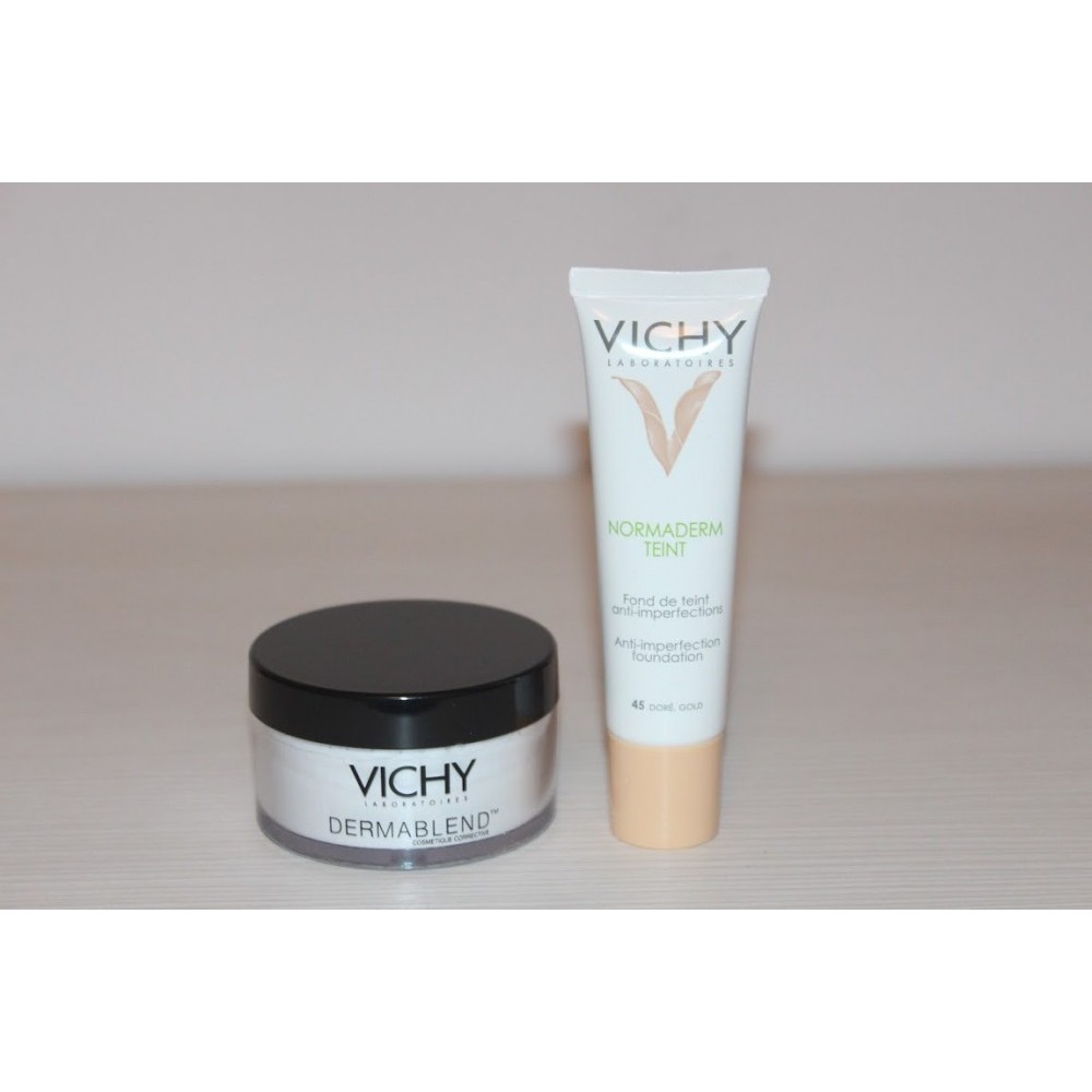 Set machiaj Vichy - Fond de ten Normaderm + Pudra pulbere Dermablend ...