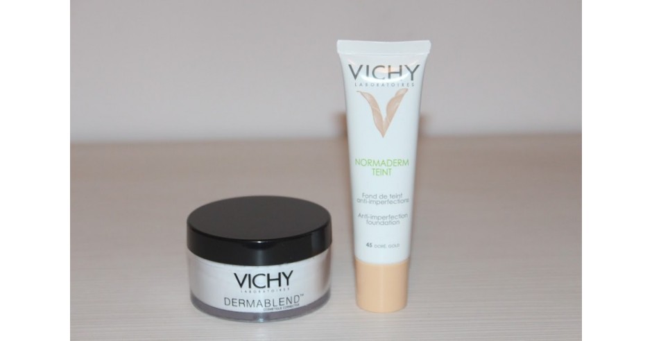 Set machiaj Vichy - Fond de ten Normaderm + Pudra pulbere Dermablend ...
