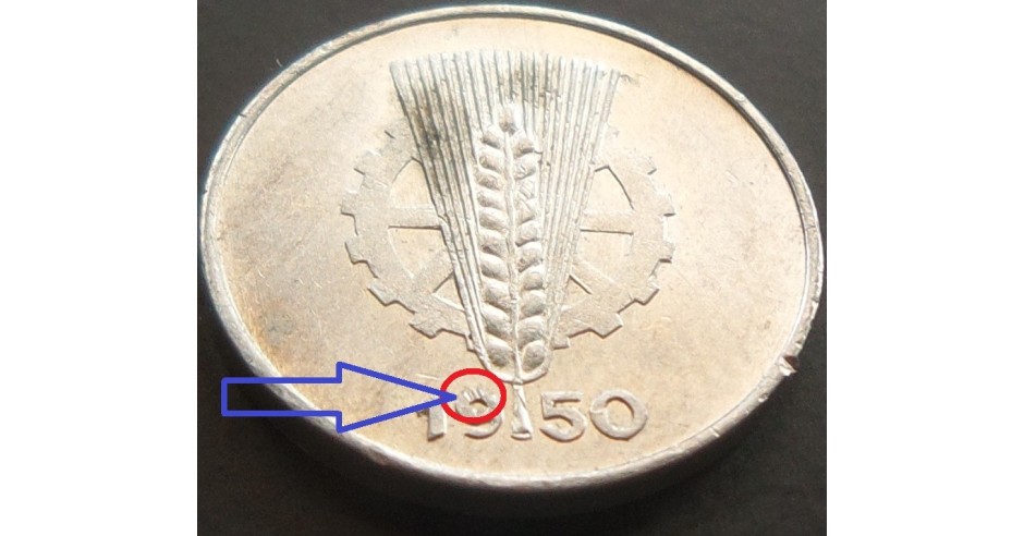 Moneda 1 PFENNIG - RD GERMANA, anul 1950 Allu *cod 458 - EROARE BATERE ...