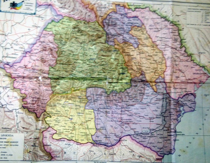 HARTA VECHE ROMANIA PE DIRECTORATE SI MINISTERIALE-1930, GRAVATA DE K ...