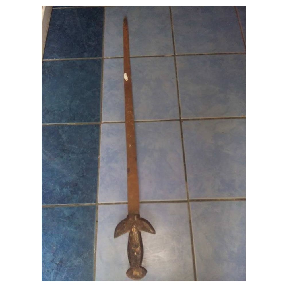 Sabie veche de panoplie,sabie antica mare,maner lemn,107 cm L,4 cm lat ...