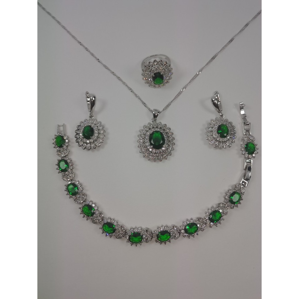 Set bijuterii din argint cu pietre semipretioase din Zirconia | arhiva ...
