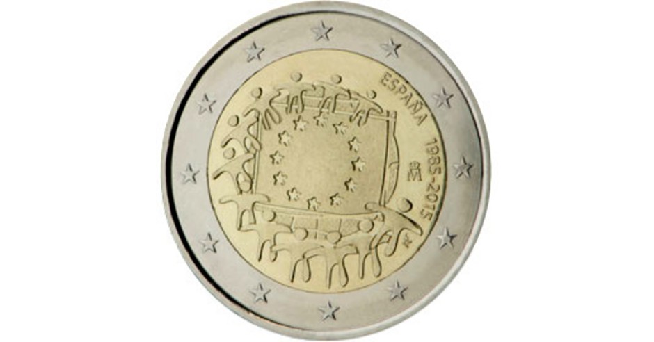 REDUCERE - Drapelul UE - Spania moneda comemorativa 2 euro 2015 - UNC ...