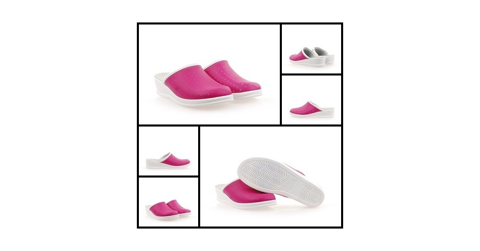 PAPUCI ROSII DAMA PIELE NATURALA + ECO MEDICINALI ERGONOMICI SLABIT ...