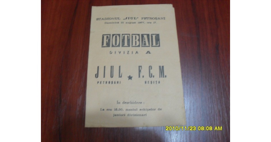 program Jiul - FCM Resita | arhiva Okazii.ro