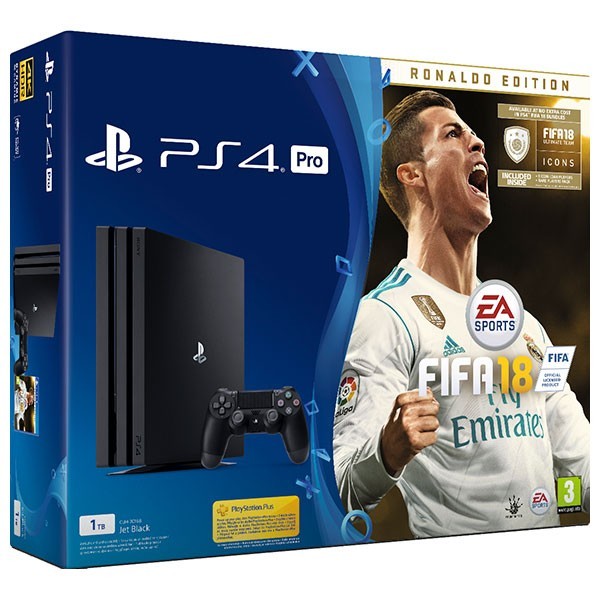 Consola SONY PlayStation 4 PRO (PS4 PRO) 1TB, negru + Joc FIFA 18 ...