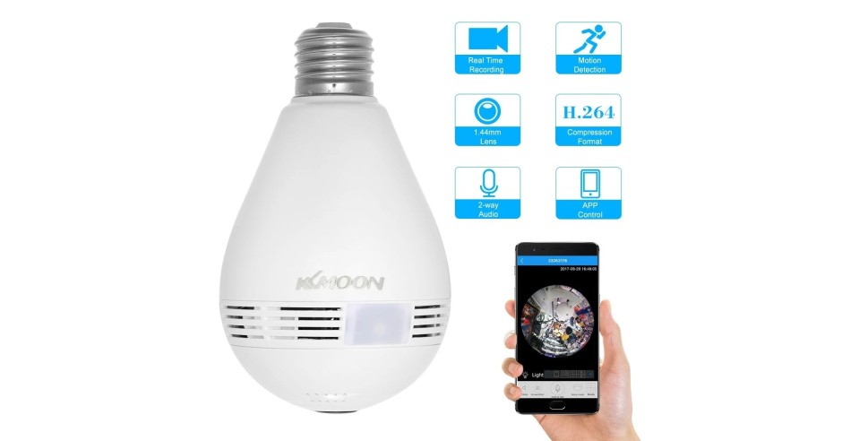 Bec spion cu camera video panoramica, bec wifi cu camera, baby monitor ...