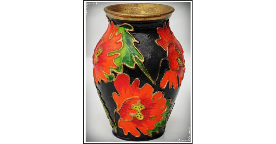 ULCIOR VECHI ROMANESC CONFEC?IONAT DIN CERAMICA PICTATA CU FLORI - VAZA ...