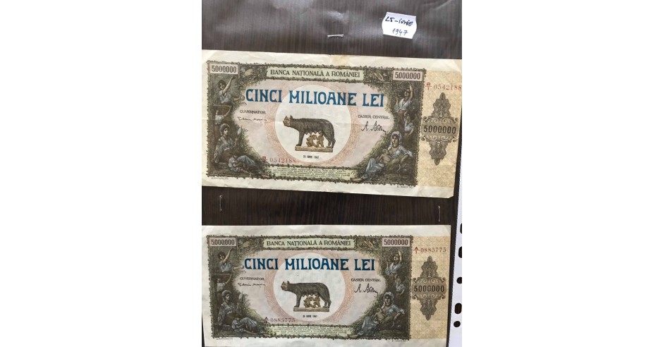 bancnota romaneasca veche de colectie 5 000 000 lei din anul 1947 25 ...