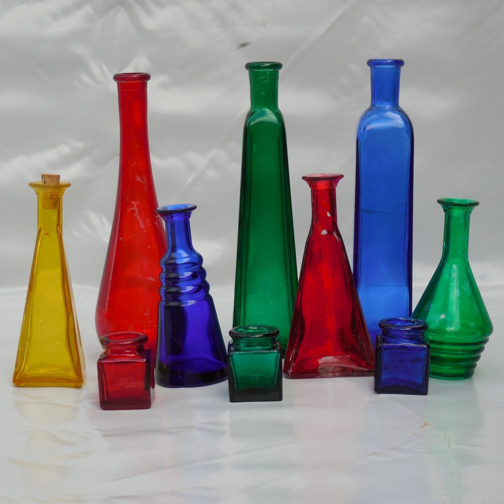 LOT 10 STICLE VECHI COLORATE - IDEALE CA VAZE - DECORATIUNI VINTAGE ...