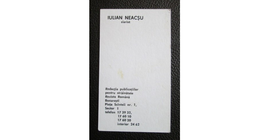 Carte de vizita IULIAN NEACSU (scriitor) | Okazii.ro