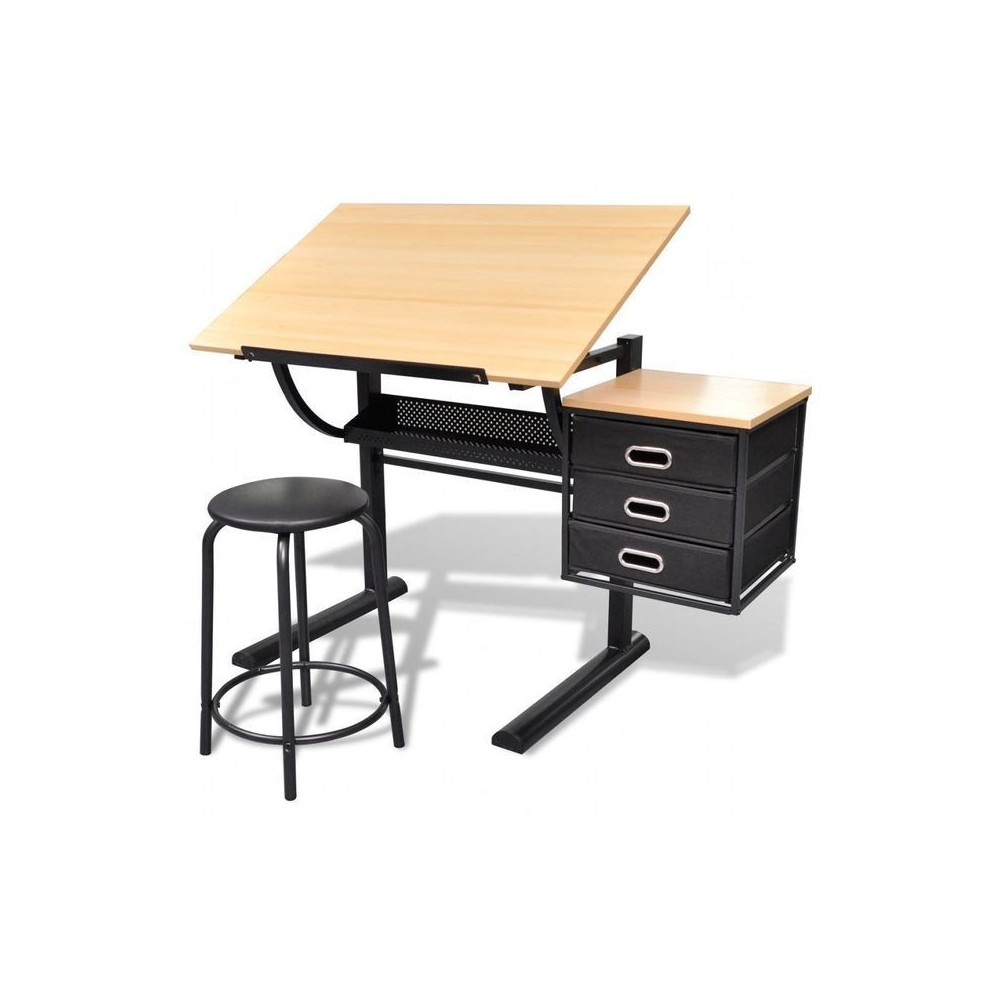 Masa de desen cu blat reglabil cu scaun 3 sertare | arhiva Okazii.ro