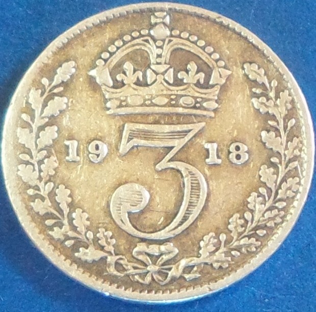 MONEDA ISTORICA ARGINT 3 PENCE - ANGLIA, anul 1918 * CJACOD 62 - RARUTA ...