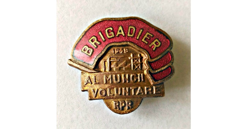 INSIGNA FRUNTAS BRIGADIER AL MUNCII VOLUNTARE 1948 RPR | arhiva Okazii.ro
