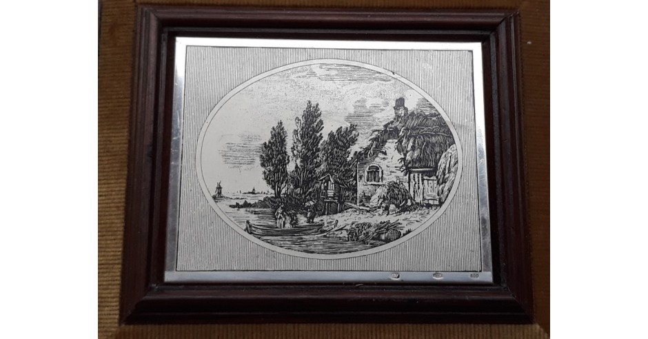 TABLOU argint marcaje multiple VECHI ornat cu CATIFEA splendid piesa de ...