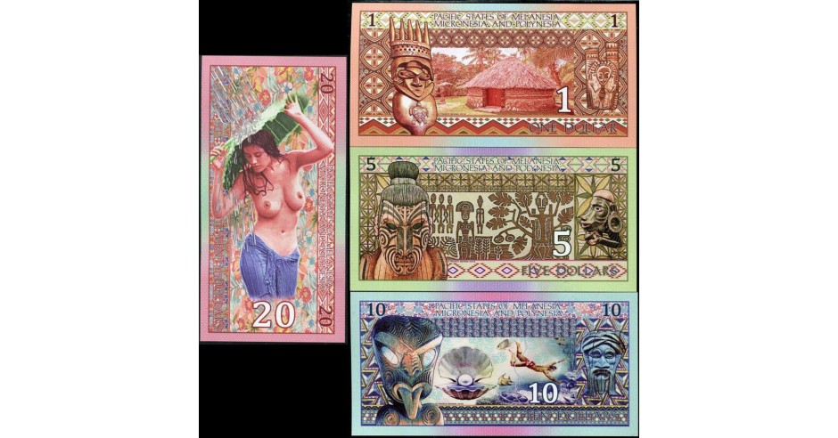 Bancnota Melanezia, Micronezia, Polinezia 1-20 Dolari 2018 - UNC (set ...