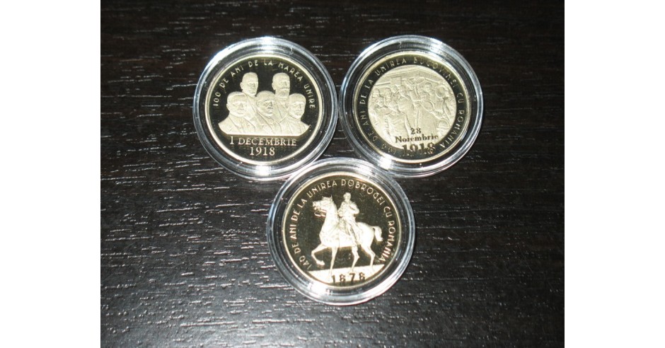 Lot 3 monede comemorative Romania 50 bani 2018, capsule | arhiva Okazii.ro