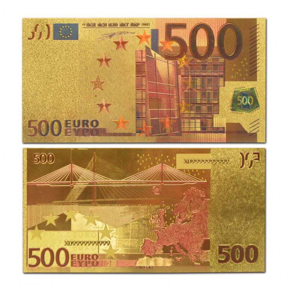 EUROPA - 500 EURO - BANCNOTA POLYMER (PLASTIC) PLACATA CU AUR 24 K ...