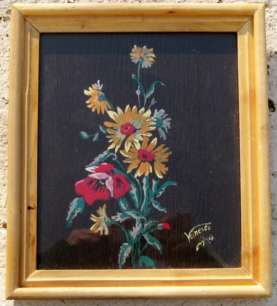 Buchet cu maci si crizanteme natura statica cu flori tablou pictura ...