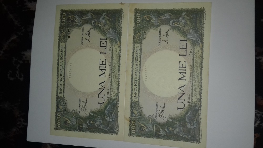 Vand bancnote 1000 lei 1943 sunt serii consecutive | arhiva Okazii.ro