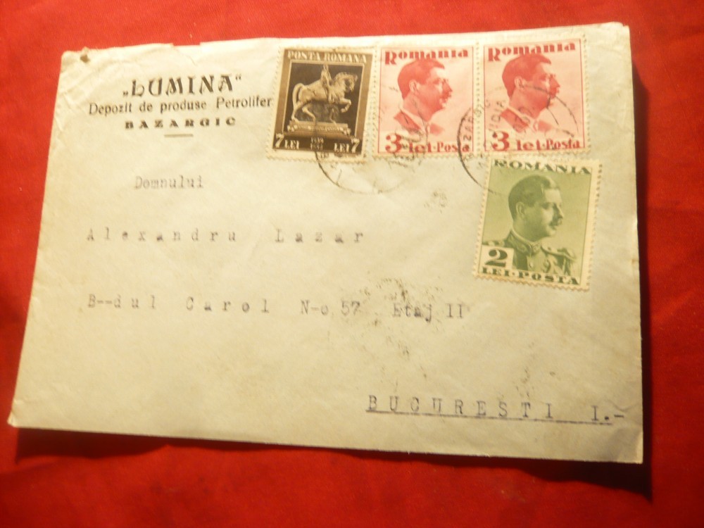 Plic circulat 1939 cu Antet Firma Lumina - Depozit prod. petroliere ...