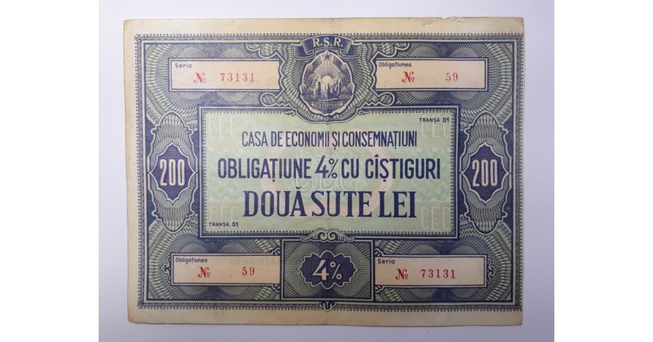 200 lei Obligatiune CEC , RSR obligatiuni | arhiva Okazii.ro