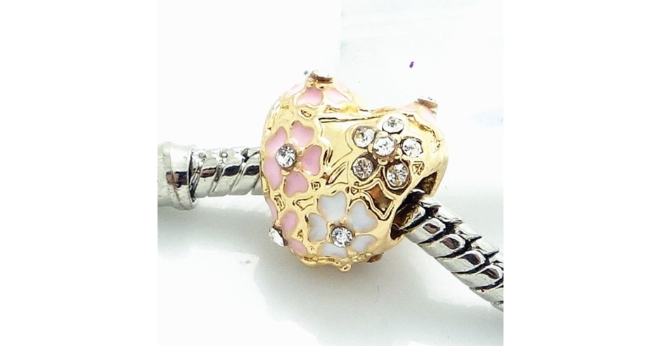 Charm INIMA FLORI SHINE plact aur talisman pandantiv pt bratara PANDORA ...