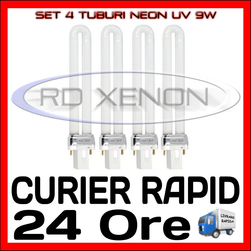 SET 4 BECURI TIP TUB NEON UV 9W, MANICHIURA UNGHII FALSE GEL UV ...
