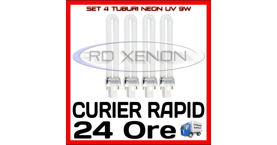 SET 4 BECURI TIP TUB NEON UV 9W, MANICHIURA UNGHII FALSE GEL UV ...