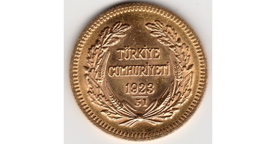 * Moneda Turcia 100 Kurush 1923 aur - P | arhiva Okazii.ro