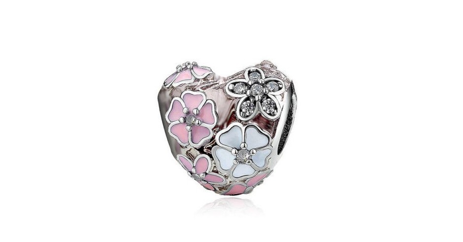 Charm talisman INIMA CU FLORI pentru Bratara PANDORA | arhiva Okazii.ro