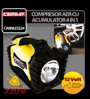 Compresor aer cu acumulator reincarcabil 4 in 1 - 12V - CRD-CAR0623224 ...
