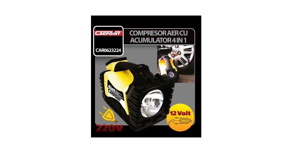 Compresor aer cu acumulator reincarcabil 4 in 1 - 12V - CRD-CAR0623224 ...