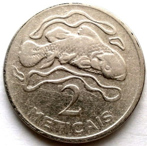 MOZAMBIC (MOCAMBIQUE) 2 METICAIS 2006 , PESTELE NEMO , DIAMETRU 24mm ...