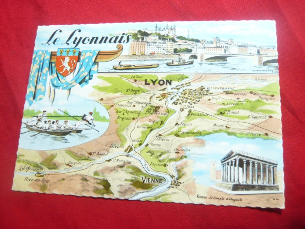 Ilustrata turistica Lyon cu harta si vederi | arhiva Okazii.ro