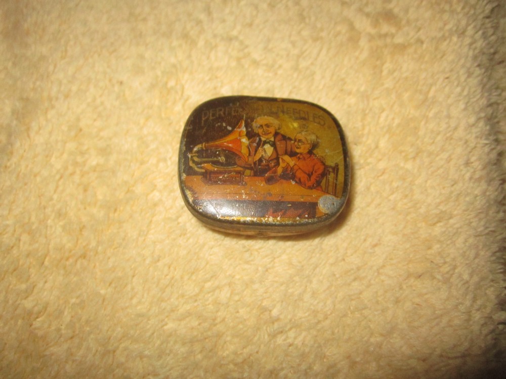 cutie cu reclama doza gramofon veche a1 | arhiva Okazii.ro