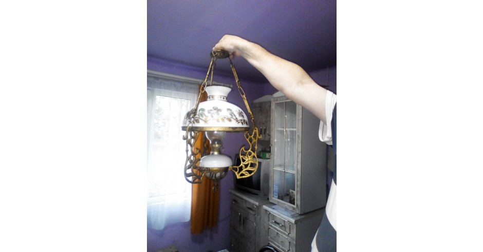 Lustra petrol veche peste 100 ani din ceramica, pictata manual floral ...