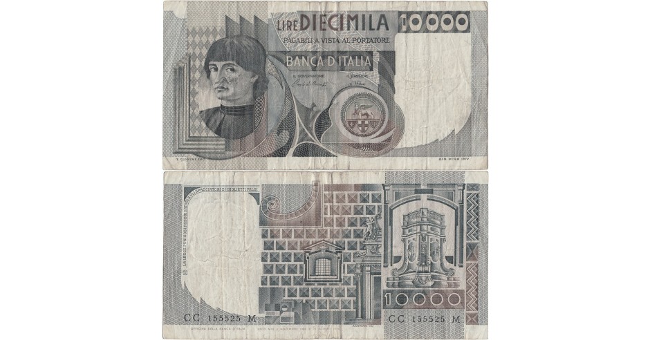 1982 (3 XI), 10.000 lire (P-106b.2) - Italia! (CRC: 36%) | Okazii.ro