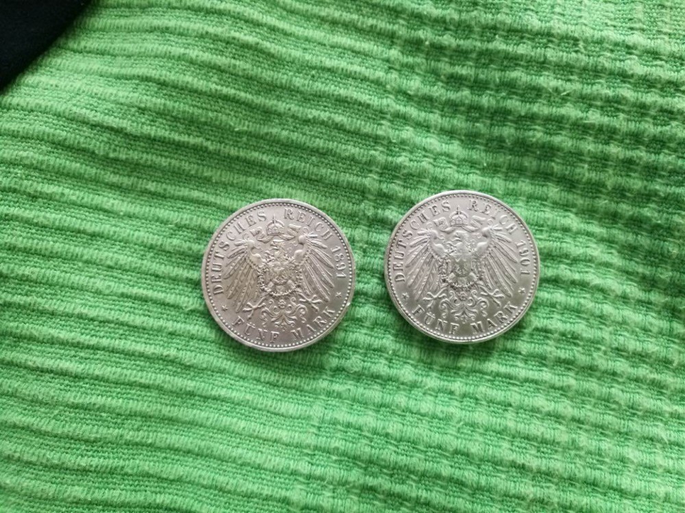 Vechi monede germane de 5 timbre din 1901 ?i 1891. | arhiva Okazii.ro