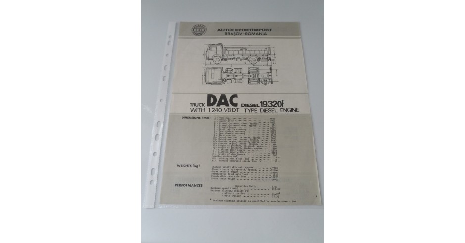 Brosura autocamion DAC 19.320 F, an 1989 Autocamioane Brasov | arhiva ...
